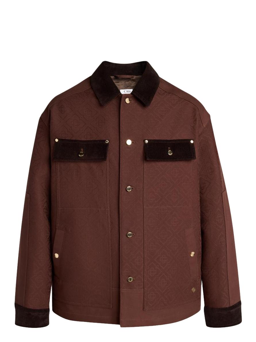 CASABLANCA cotton monogram corduroy-trim shirt jacket